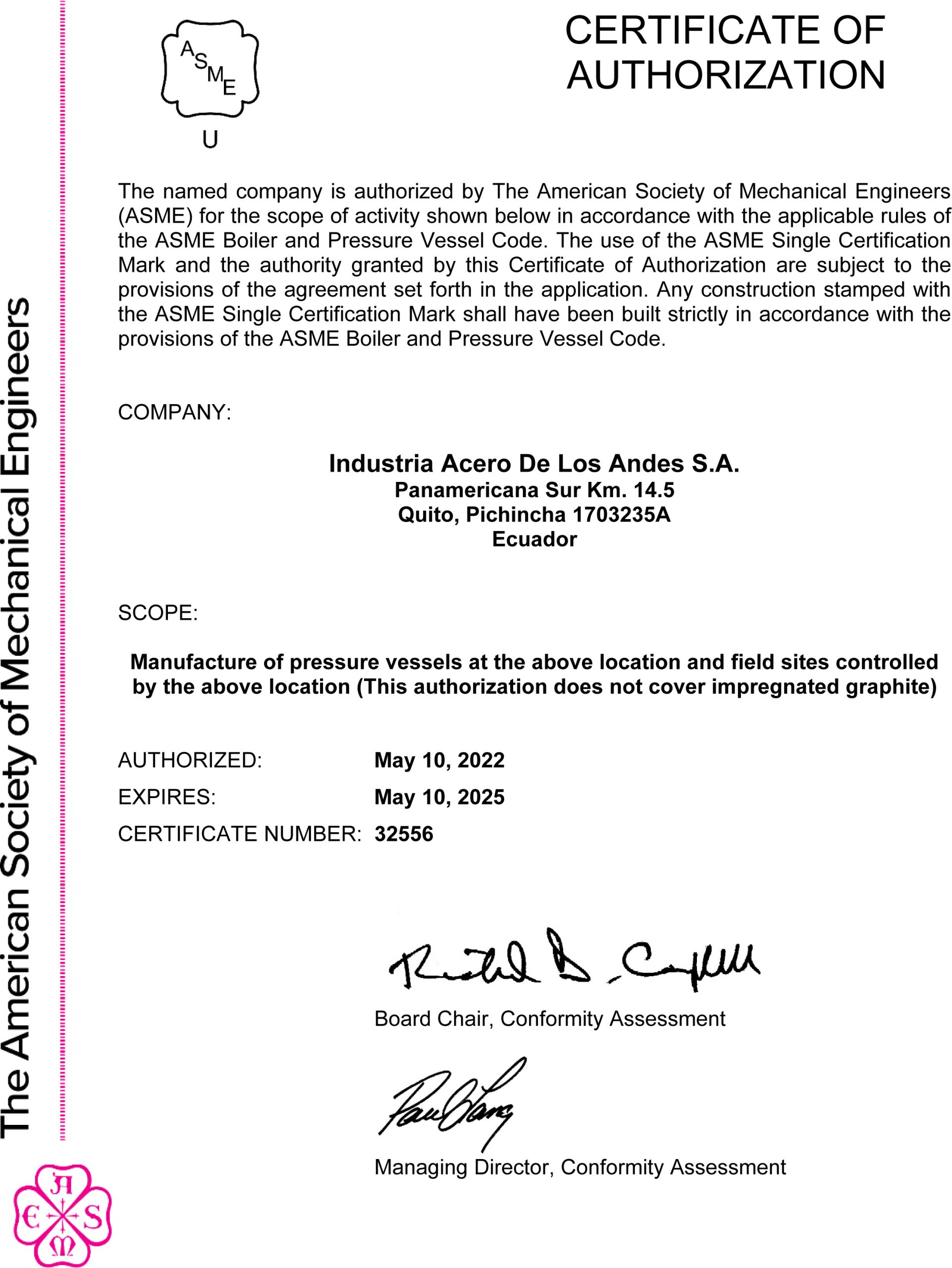 ASME U - Acero Andes | Tecnología Confiable
